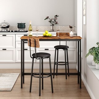 Bar Table Set with 2 Bar Stools PU Soft Seat with Backrest - Bed Bath ...