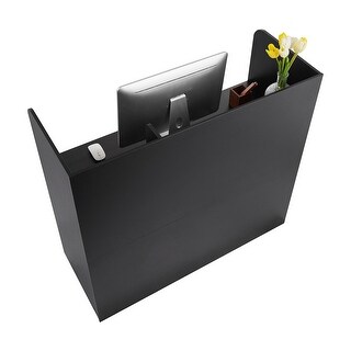 Black MDF Reception Desk with 3 Drawers and Cabinet Storage - Bed Bath ...