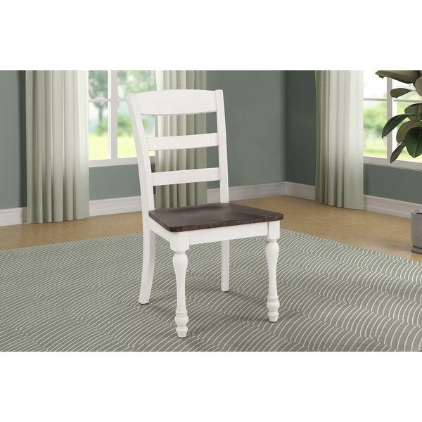 Bridgeview Dark Cocoa and Coastal White Ladder Back Dining Chairs (Set ...