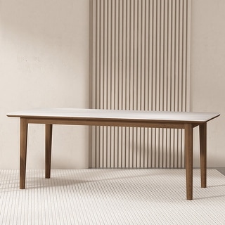 Rectangular Solid Wood Sintered Stone Dining Table - Bed Bath & Beyond ...