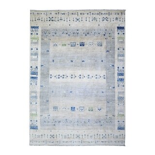 Shahbanu Rugs Gainsboro Gray Afghan Kashkuli Gabbeh with Soft Cool ...