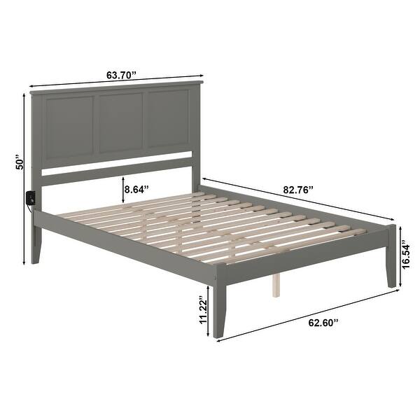 Madison Queen Platform Bed with Open Foot Board in Grey - Bed Bath ...