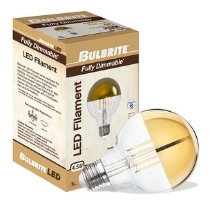 Bulbrite LED Filament Pack of (4) 4.5 Watt Dimmable G25 Light Bulb with Half Gold Glass Finish ...