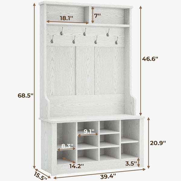Hall Tree Storage Bench 3-in-1 Entryway Bench Coat Rack - Bed Bath ...