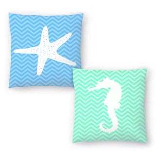 Sea Chevron 2 and Sea Chevron 3 - Set of 2 Decorative Pillows - Bed ...