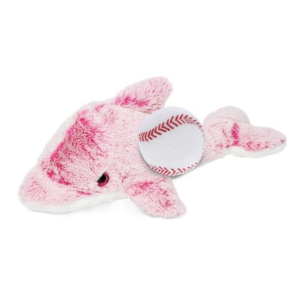 DolliBu Soft Huggable Pink Dolphin Stuffed Animal with Baseball Plush ...