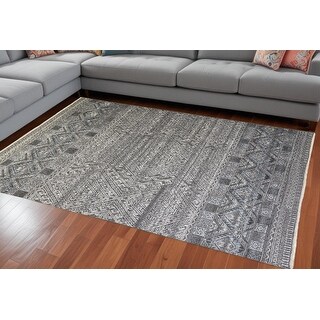 HomeRoots 12' X 15' Gray Ivory And Blue Geometric Hand Knotted Area Rug ...