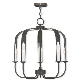 Livex Lighting Addison English Bronze 5 Light Chandelier - 22"W x 21.25 ...