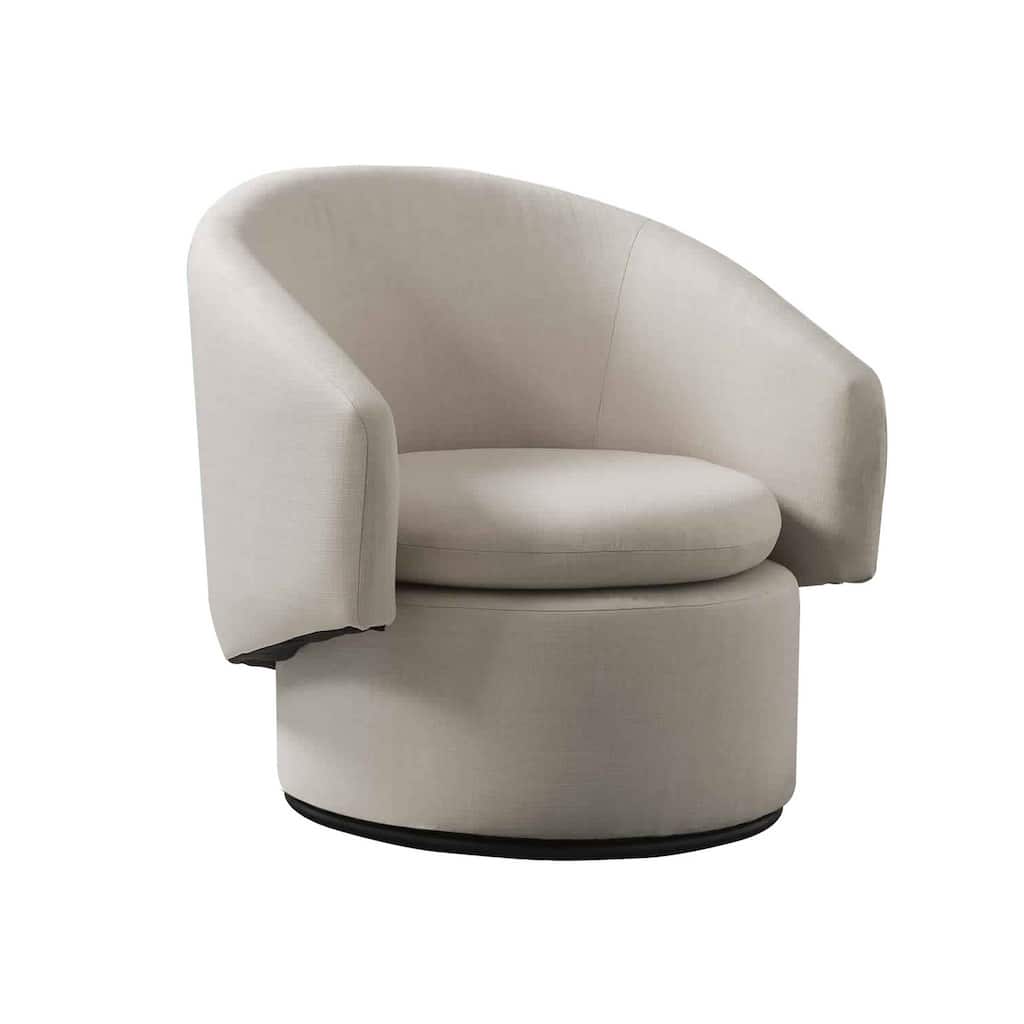 Curved Padded Back Accent Chair with Tubular Round Base, Beige ...