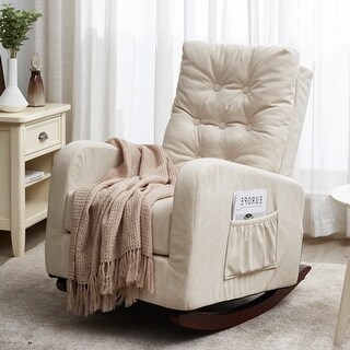 Modern 27.95" High Back Upholstered Buttons Tufted Rocking Chair with ...