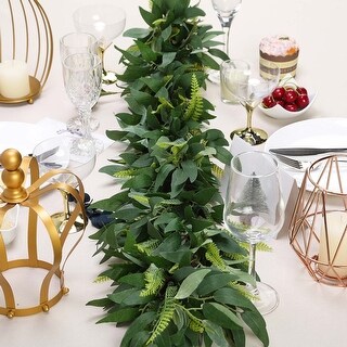 4ft Light Frosted Green Artificial Willow & Fern Foliage Garland - Bed ...