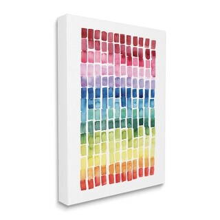 Stupell Geometric Watercolor Rainbow Tiles over White Canvas Wall Art ...