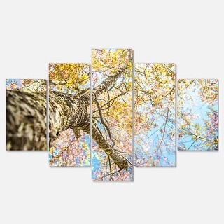 Designart 'Under Branch of Yellow Cherry Tree' Modern Trees Glossy ...