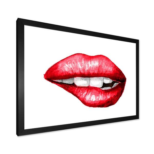 Designart "Sexy Plump Puffy Woman Lips Biting" Modern Framed Art Print ...