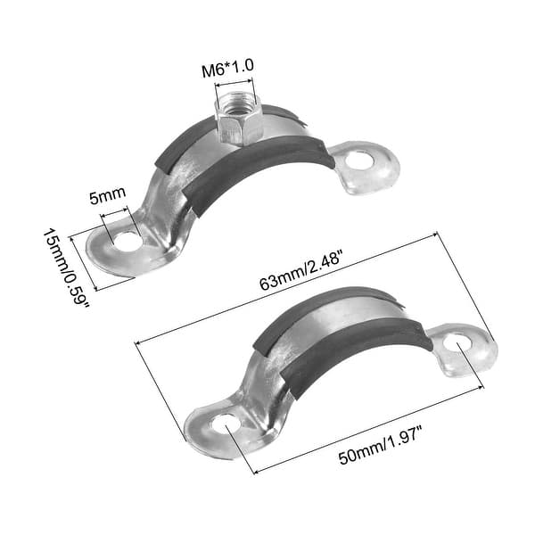 M6 Rigid Pipe Strap Clamps, Pipe Bracket Tube Clips Carbon Steel 12Pcs ...