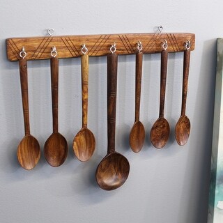 Natural Geo Rosewood Handcarved Decorative Hanging Spoon Set - Bed Bath ...