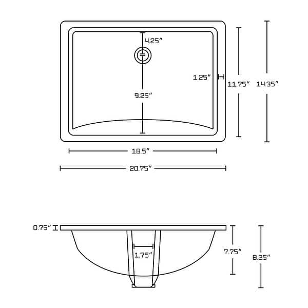 20.75-in. W Rectangle Undermount Sink Set In White - Chrome Hardware ...