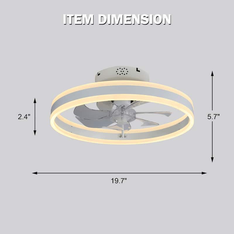 20" Modern Reversible Ceiling Fan with Dimmable Light, 6-Speed Ceiling ...