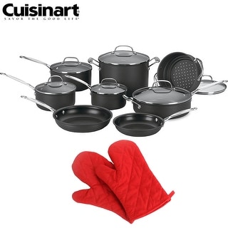 Cuisinart Nonstick Hard-Anodized 14-Piece Cookware Set and Oven Mitt ...