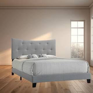 Modern Fabric Queen Bed with Arched Headboard, Button Tufting, Low ...