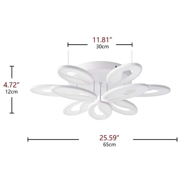 Modern Flower Shaped LED Semi Flush Mount Ceiling Light with Remote ...