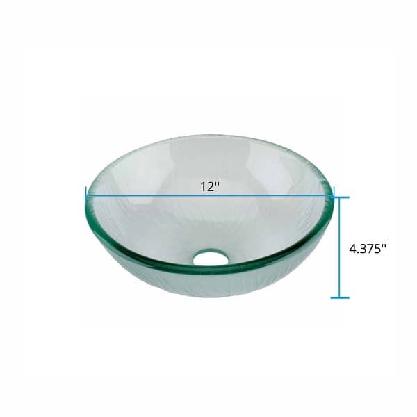 Countertop Glass Vessel Sink 12" Round Bathroom Sink with Drain ...
