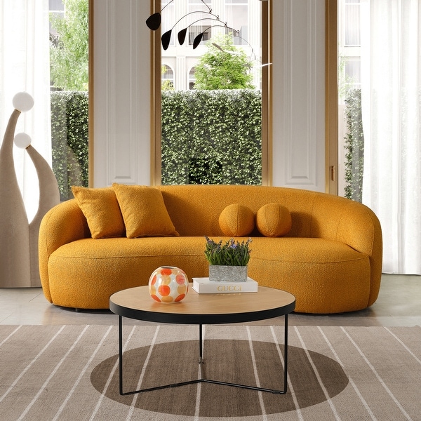Blaine Japandi Style Luxury Modern Boucle Fabric Curved Sofa On Sale Bed Bath Beyond 36501116