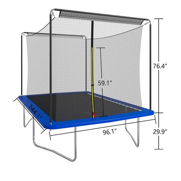8ft by 12ft rectangular trampoline blue ASTM standard tested and CPC ...