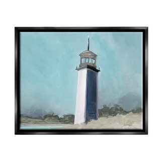 Stupell Muted Lighthouse Landscape Framed Floater Canvas Wall Art ...