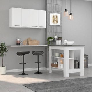 Burlingame 2-Piece Kitchen Set, Kitchen Island and Wall Cabinet, White ...