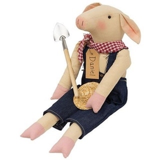 Daniel Gardener Pig Doll - Cream - 17" high by 5.5" wide by 3" deep ...