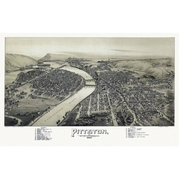 Vintage Map Of Pittston Pennsylvania 1892 Luzerne County Poster Print ...