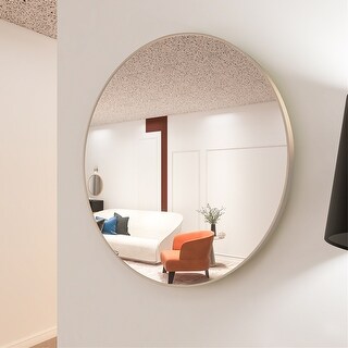 Matte Gold 32'' Round Mirror Metal Framed Circle Wall-Mounted Mirror ...