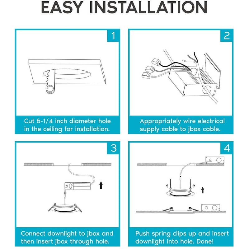 Luxrite 6" Ultra Thin LED Recessed Light J-Box 12W 5 Color Options ...