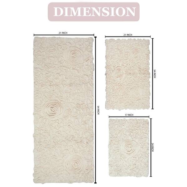 Home Weavers Bellflower Collection 3 Piece Set Cotton Bath Rug 17"x24 ...