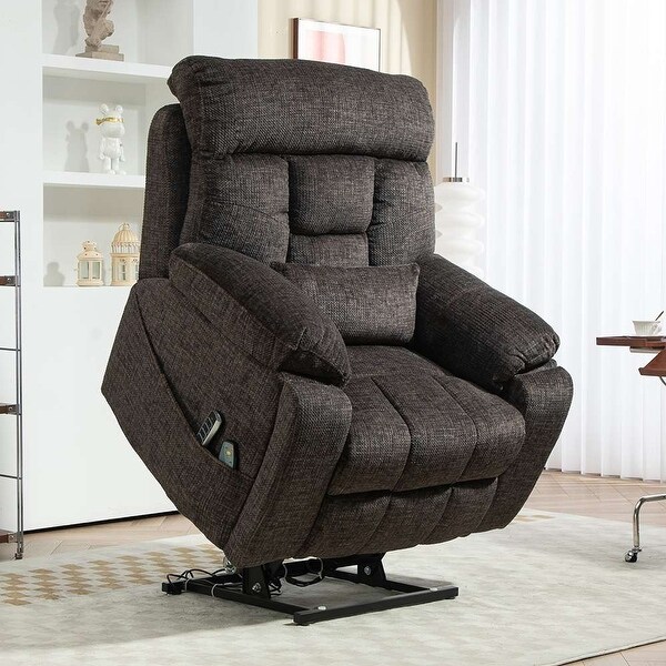 Upgraded Flagship 4 Motor Independent Control Oversized 180 Lay Flat Chenille Power Lift Recliner Chair