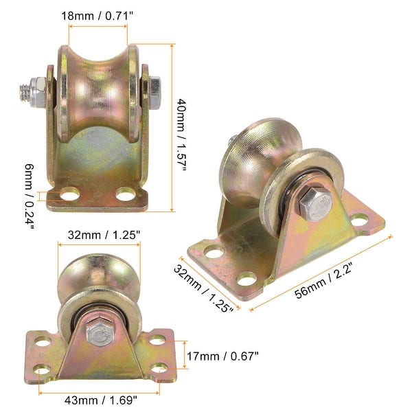 2pcs U Groove Caster 1.25" U-Shaped Sliding Gate Wheel Inverted Track ...