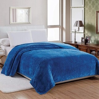Queen Popcorn Bed Blanket Microplush Soft Fleece Warm Blue - Bed Bath ...