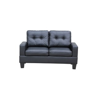Titanic Furniture Betty Collection Track Arm Loveseat in Black PVC with ...