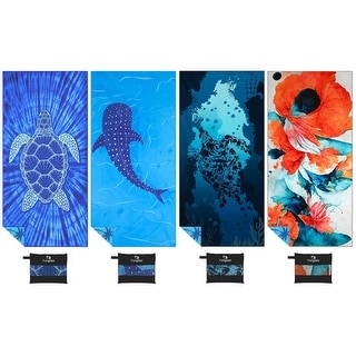 4 Pack Microfiber Lightweight Thin Beach Towel Sand Free Quick Dry ...