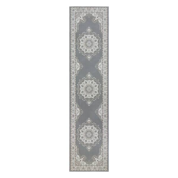 Gertmenian Majestic Brody Grey Traditional Boarder Medallion Area Rug ...