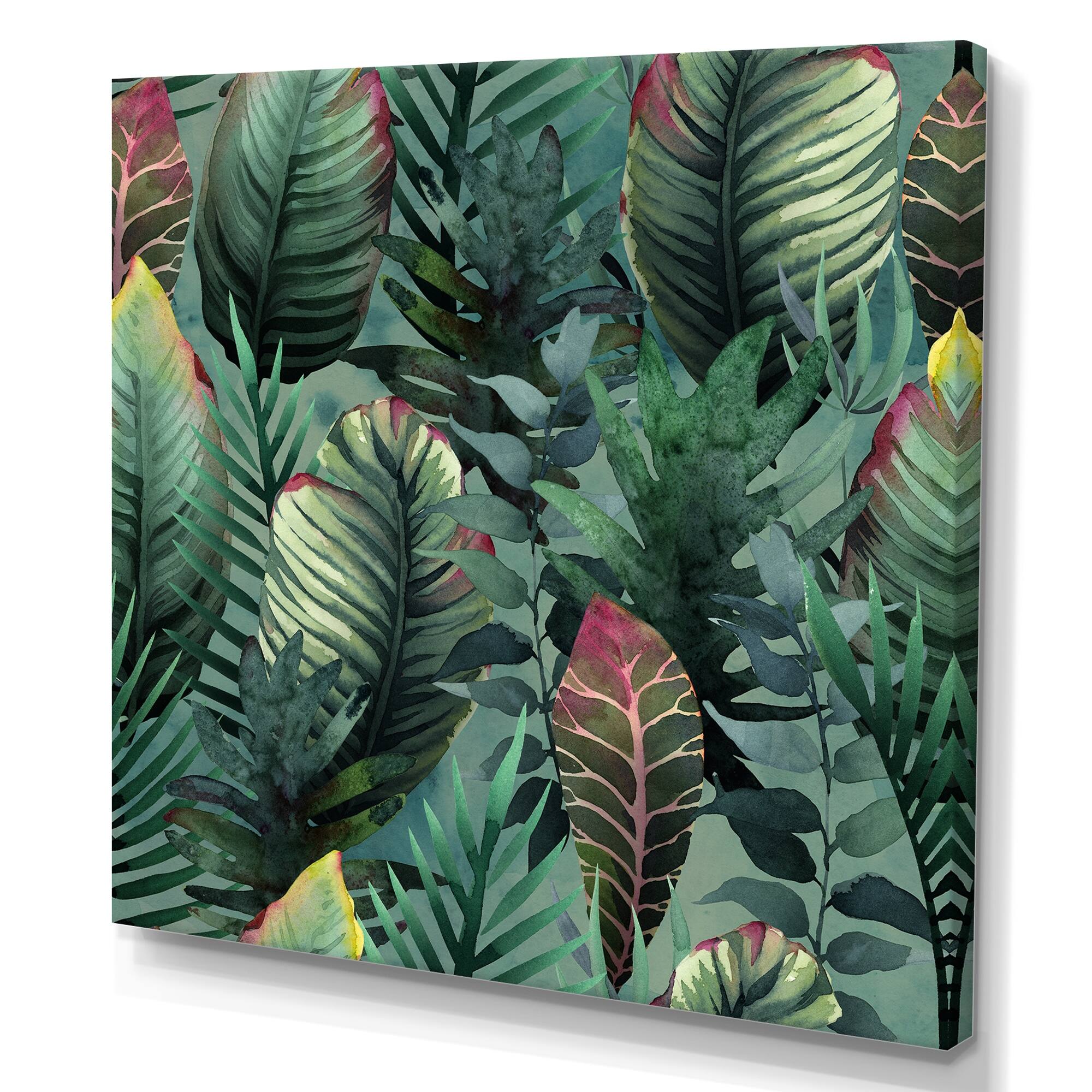 Designart Tropical Palm Leaves In Jungle Traditional Canvas Wall Art