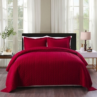 3 Piece Lightweight Bedspread Quilt Set Prewashed King Burgundy - Bed ...
