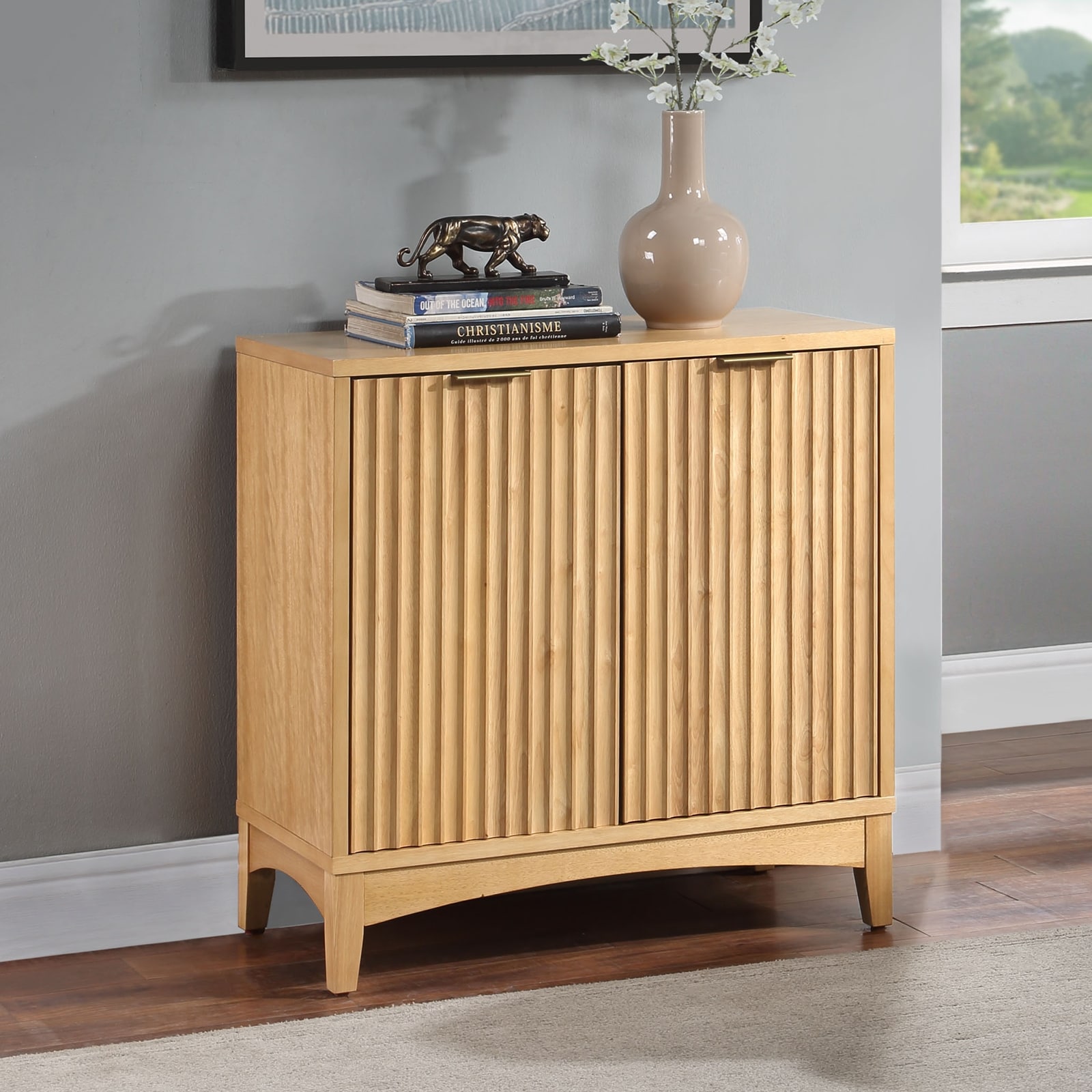 Elegant and Functional 4-Door Rattan Decorative Storage Cabinet,for ...