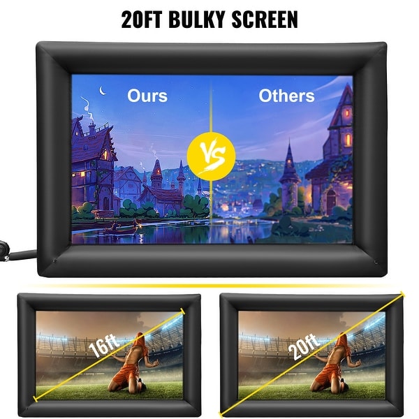 VEVOR Inflatable Movie Screen 20/24FT Inflatable Projector Screen for outside with Air Blower ...