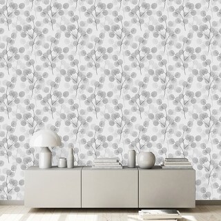 Grey Leaves Wallpaper Peel and Stick and Prepasted - Bed Bath & Beyond ...