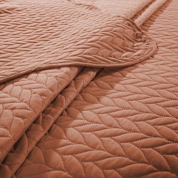 3pc Full/Queen Embossed Quilted Bedspread Reversible Rust - On Sale ...