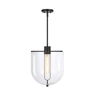 Skylar 60 Watt 1-Light Matte Black Down Pendant Light with Clear Glass ...