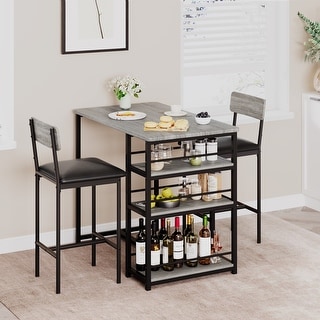 Kitchen Table and Chairs for 2 with 3 Open Shelves,Small Kitchen Table ...