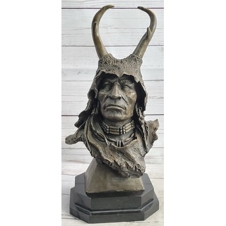 Native American Indian Shaman Man In Antler Headdress Bronze Sculpture ...